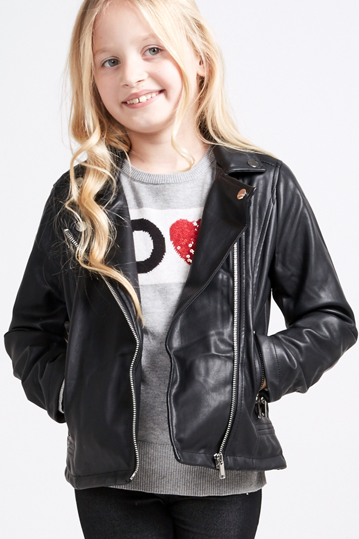 Fete :: Jachete-Pelerine-Hanorace :: Sugar Squad® Jacheta Piele eco Neagra